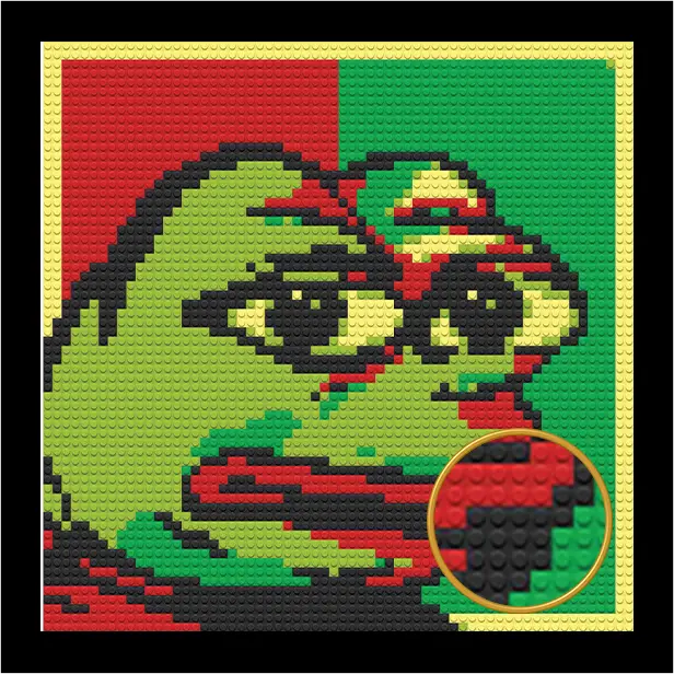 PEPE POP ART BRICKED MOSAIC PORTRAIT 20X20 - Memobrick
