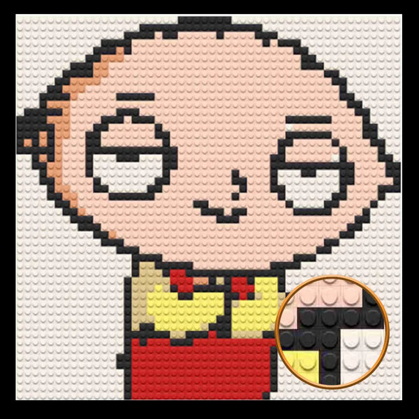 Stewie Griffin Home Art Decor Art Piece Bricked Mosaic Portrait 16x16 ...
